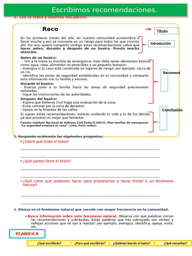 D3 A2 RECURSO COM. Escribimos Recomendaciones. | PDF