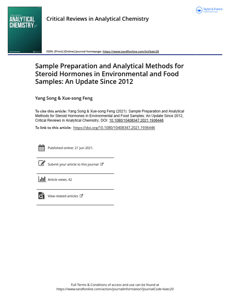 Analytical Methods For Steroid Hormones in Environment and Food Sample ... Analytical Methods For Steroid Hormones in Environment and Food Sample ...