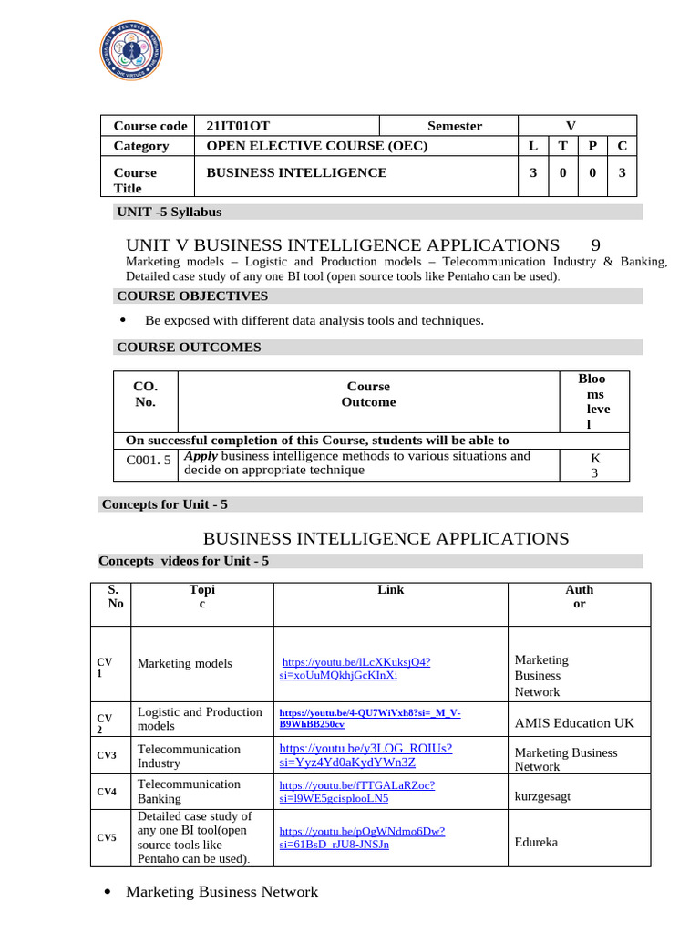 Unit 5 Bi-Concepts Videos | PDF