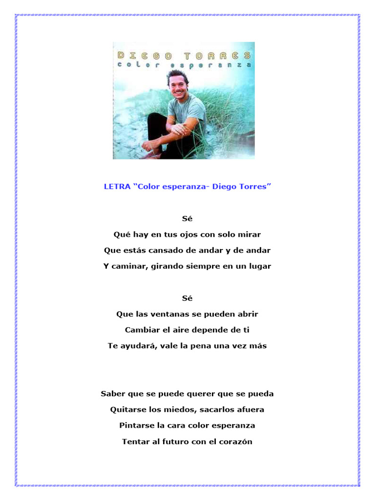 Letra Color Esperanza Diego Torres | PDF