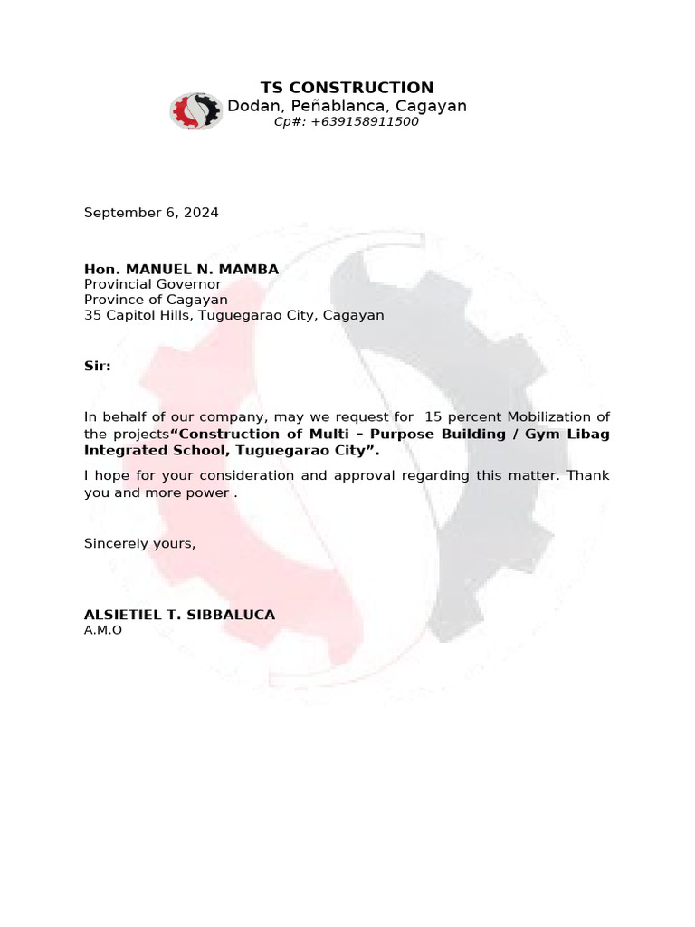 Letter For Mobilization | PDF