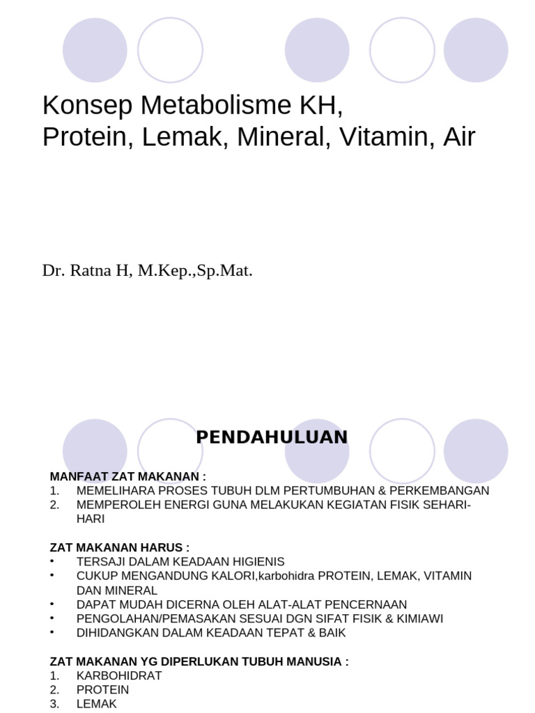 Konsep Metabolisme KH, Protein, Lemak, Mineral, Vitamin, Air | PDF