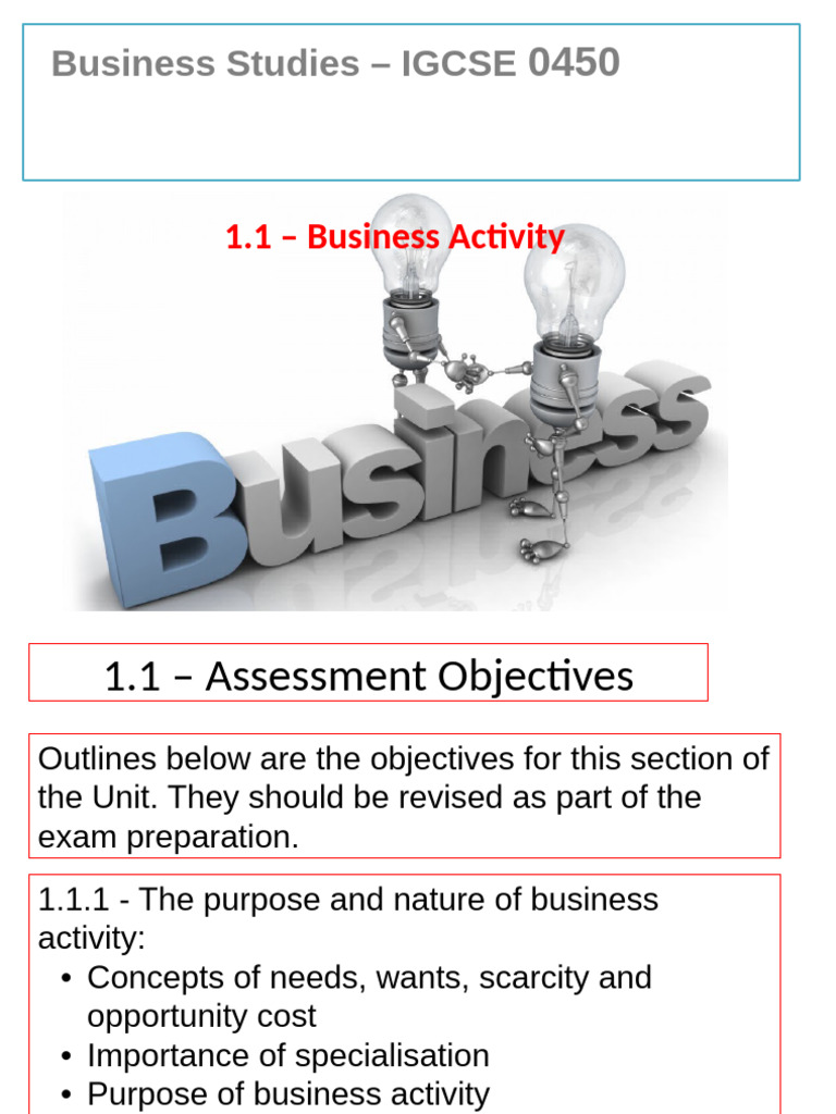 IGCSE - 1.1 - Business Activity | PDF