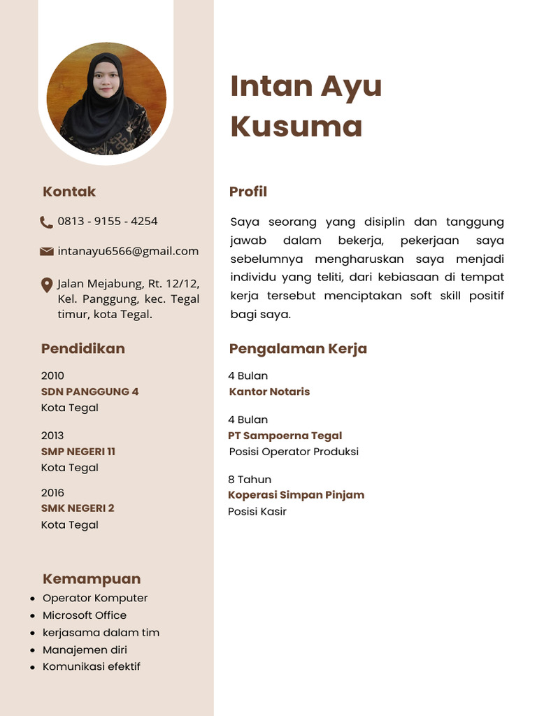 CV Intan Ayu Kusuma | PDF
