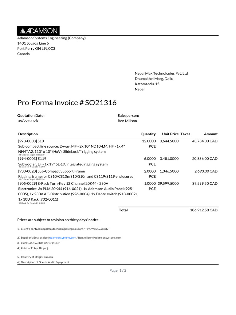 Nepal MAx - 12 X S10, 6 X E119 - PRO-ForMA - SO21316 Stamp Signed Bank Details (1) (1) - 2 | PDF