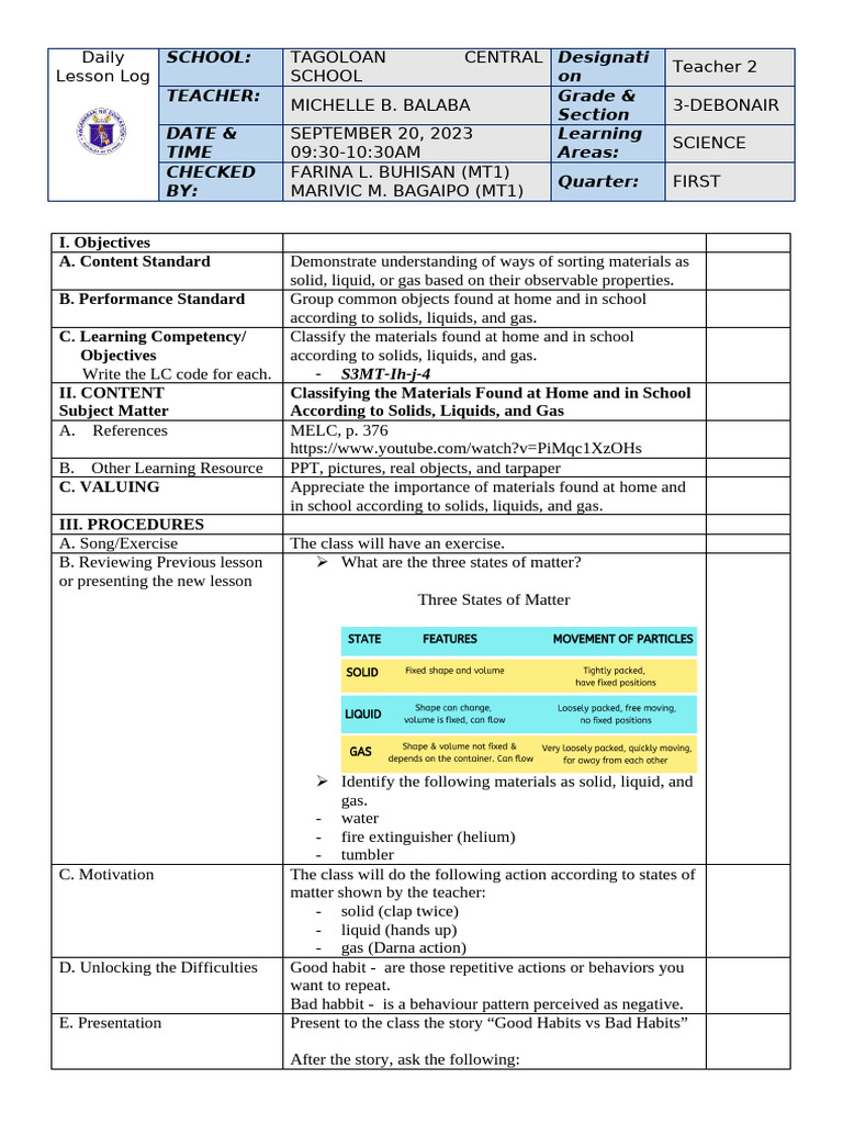 SCIENCE 3 Lesson Plan | PDF