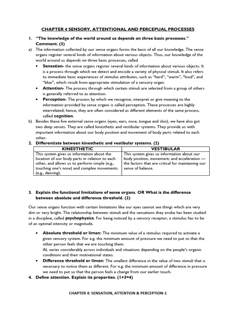 Chapter 4 Sensory Attentional And Perceptual Processes Pdf