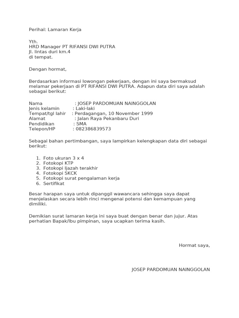 Lamaran Kerja | PDF