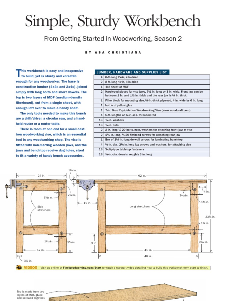 Workshop Table Dimensions and Build Guide | PDF