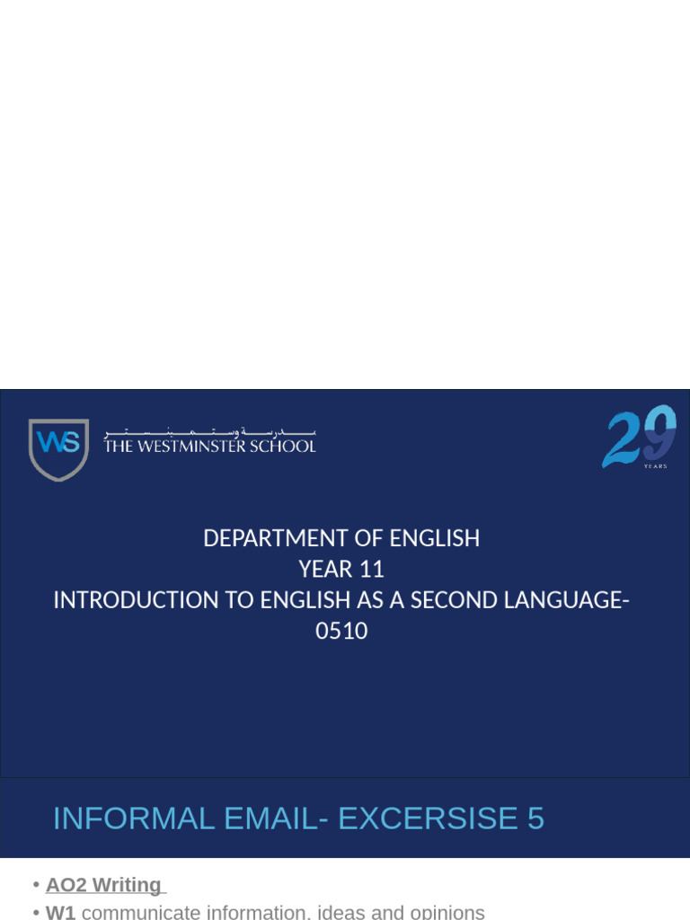Year 11 Esl Informal Email Pdf