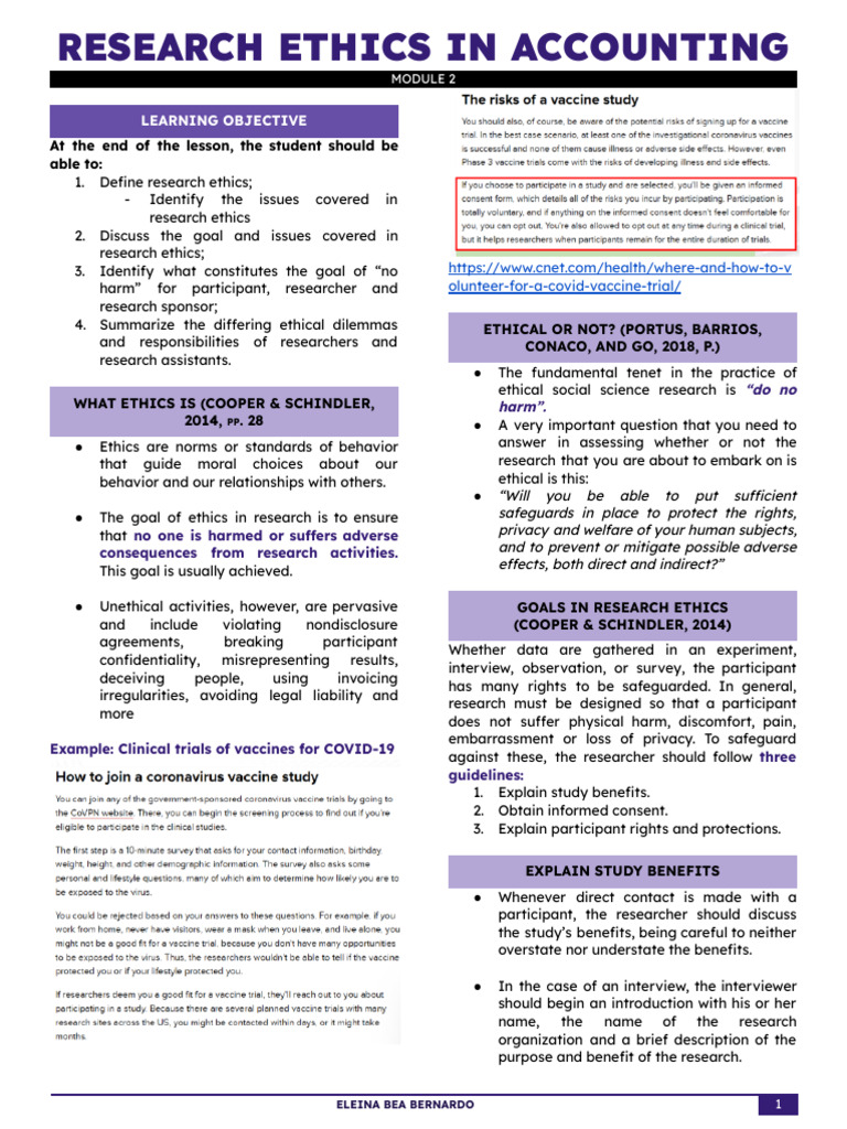Module 2 - Research Ethics in Accounting | PDF