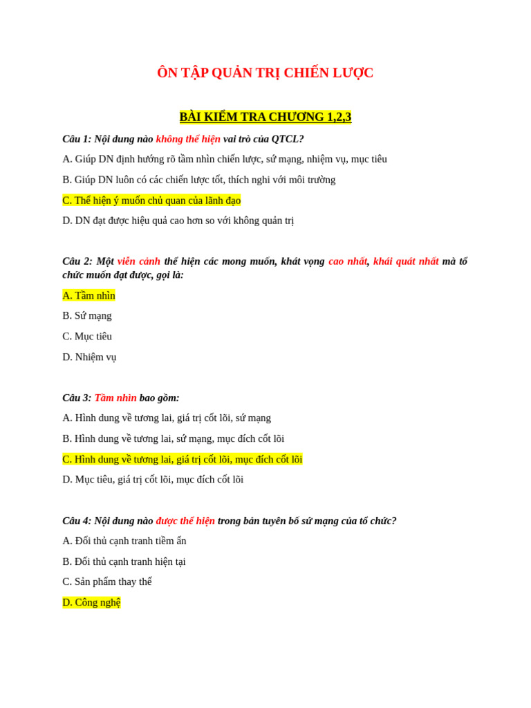 ÔN TẬP QTCL 1 | PDF