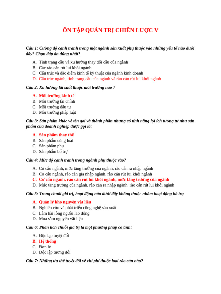 ÔN TẬP QTCL 5 | PDF