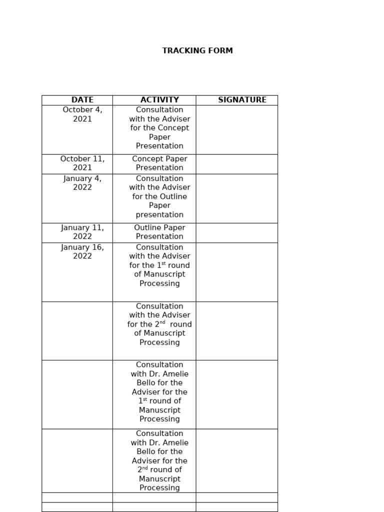 Tracking Form | PDF