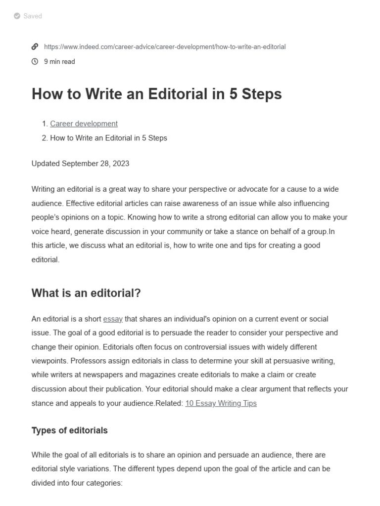 How To Write An Editorial in 5 Steps | PDF