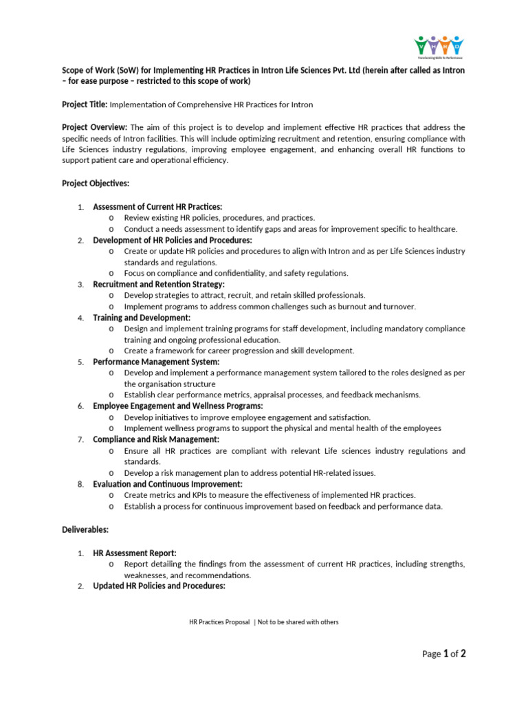 HR Practices Scope of Work - Intron - 19AUG24 | PDF