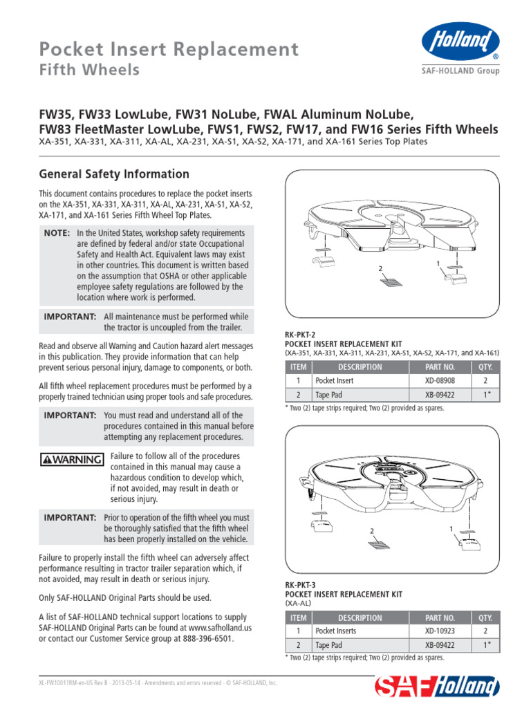 Fifth Wheel Pocket Insert Replacement Guide | PDF | Nut (Hardware) | Vehicles