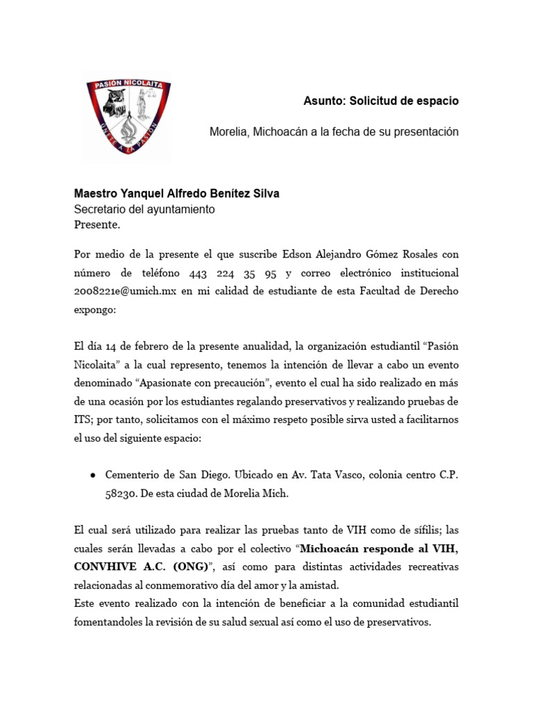 Solicitud de Espacio FDCS | PDF