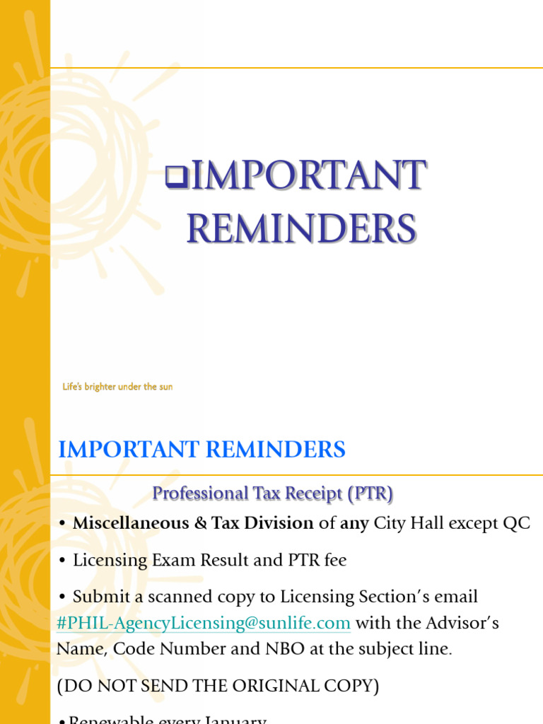 Important Reminders | PDF