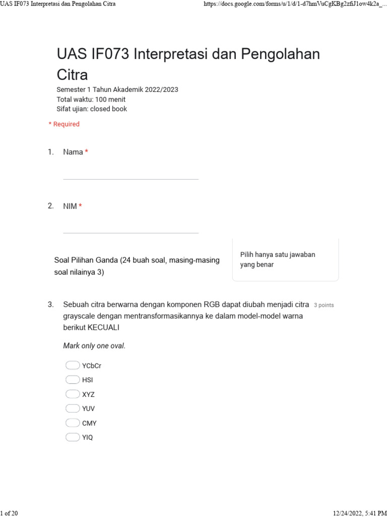Soal UAS IF4073 2022 | PDF