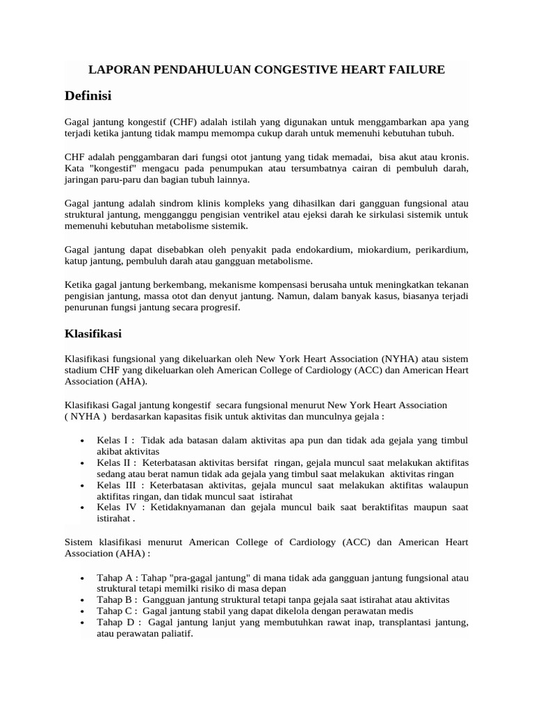 LAPORAN PENDAHULUAN CONGESTIVE HEART FAILURE | PDF