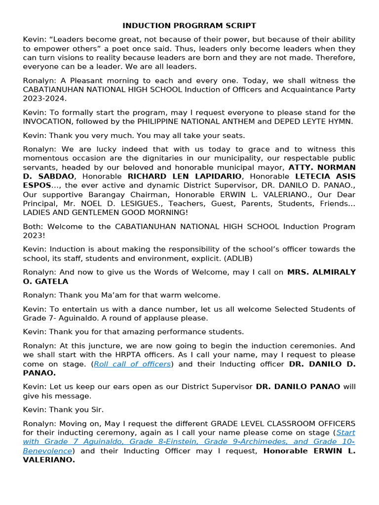 Induction-Program-Script-2023-2024 | PDF