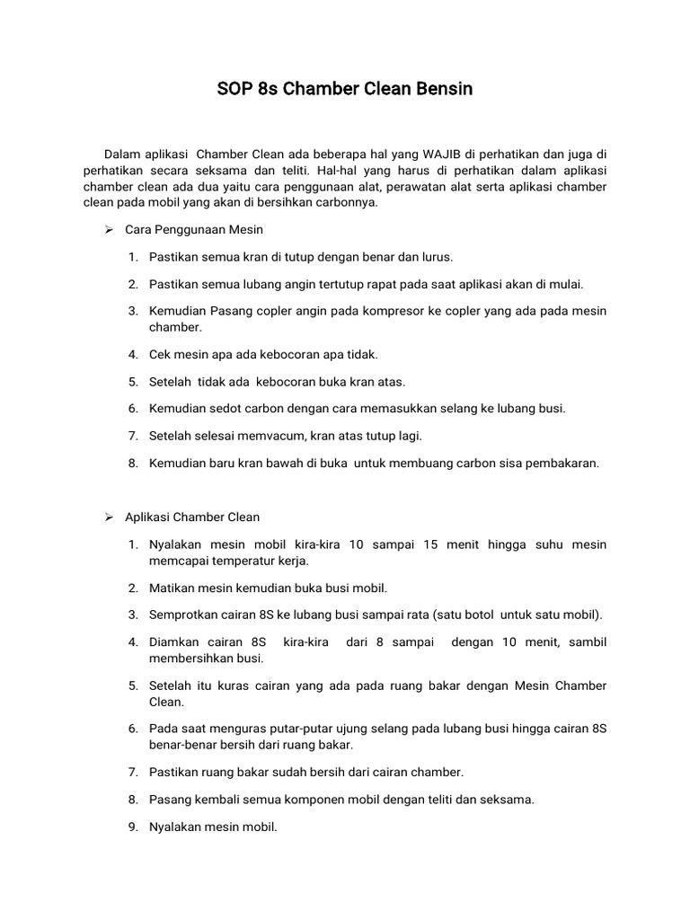 SOP Chamber Clean | PDF