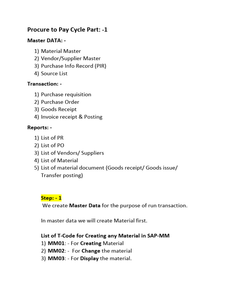5. Procure to Pay Cycle (P2P) | PDF