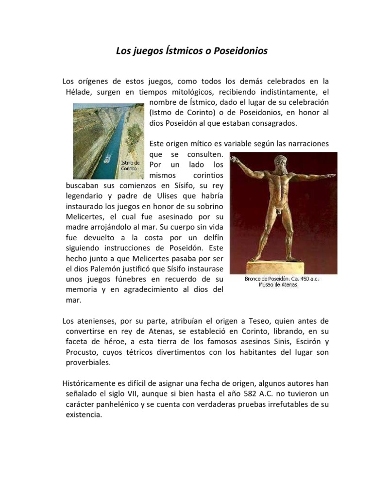 Los Juegos Ístmicos o Poseidonios | PDF | Historia