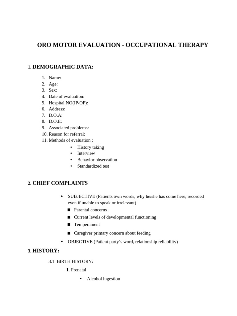 Oro Motor Evaluation | PDF