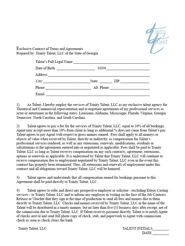 Talent Contract 2018-FINAL | PDF