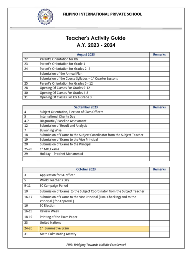 Teacher's Activity Guide | PDF