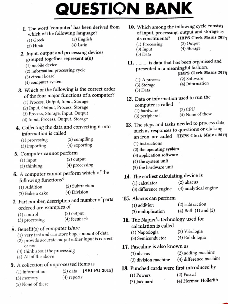 Computer Fundamentals Questions | PDF | Central Processing Unit | Input/Output