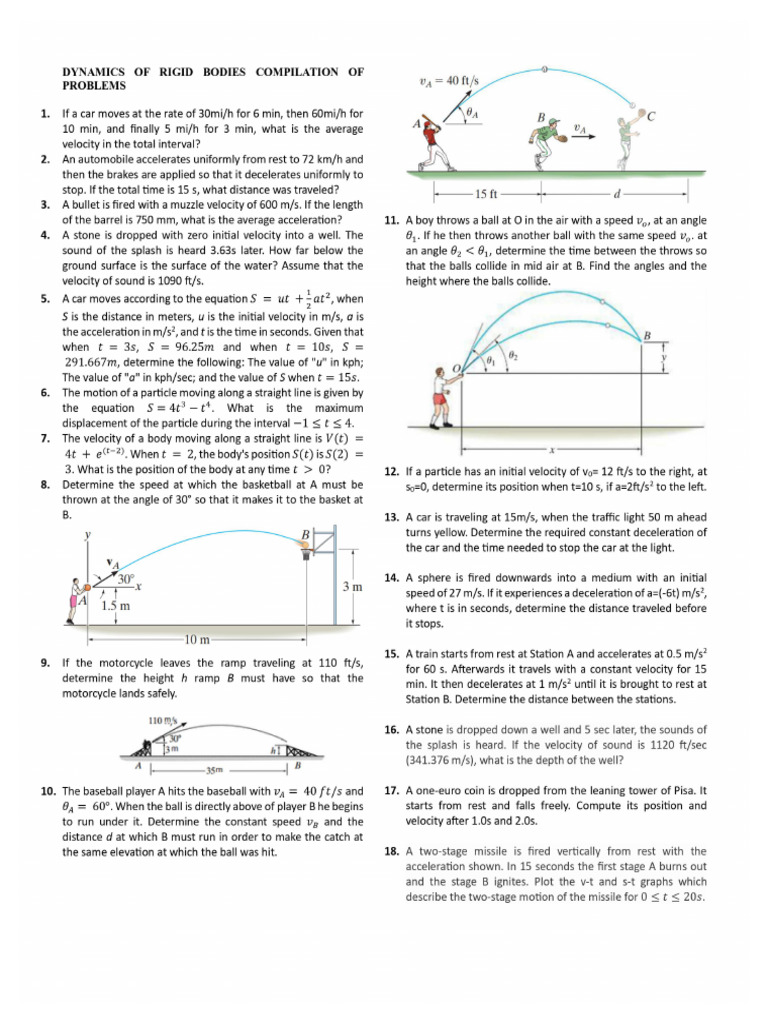 Dynamics of Rigid Bodies Compilation of Problems | PDF