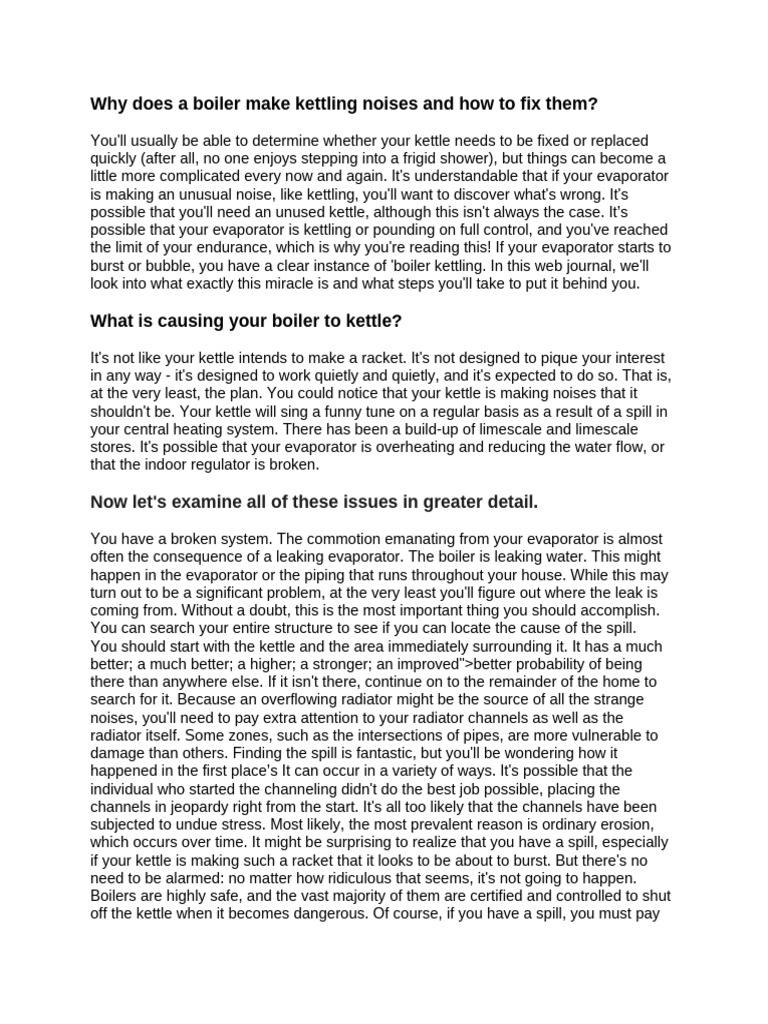 What Is Boiler Kettling Noise and How To Fix It | PDF