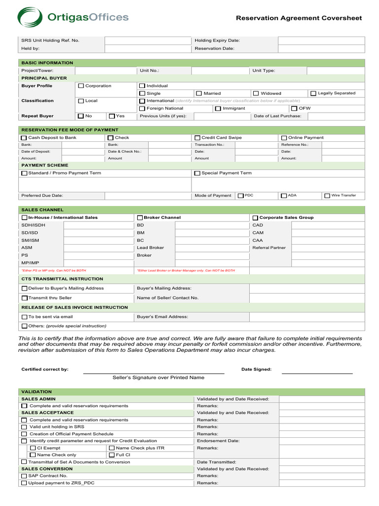 RA Coversheet & Checklist_Ortigas Offices v.sep2022 | PDF