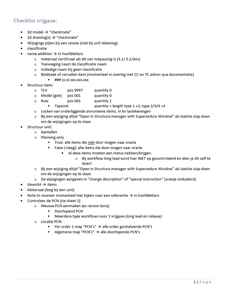 Checklist FOR ITEM RELEASE | PDF