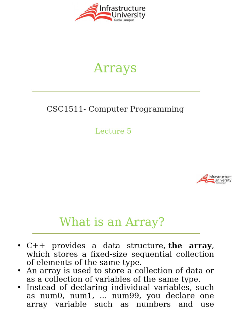Lecture5 - Arrays | PDF