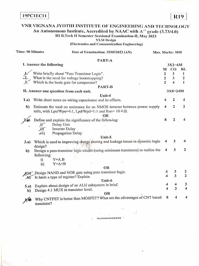 VLSI 2023 Question Papers | PDF