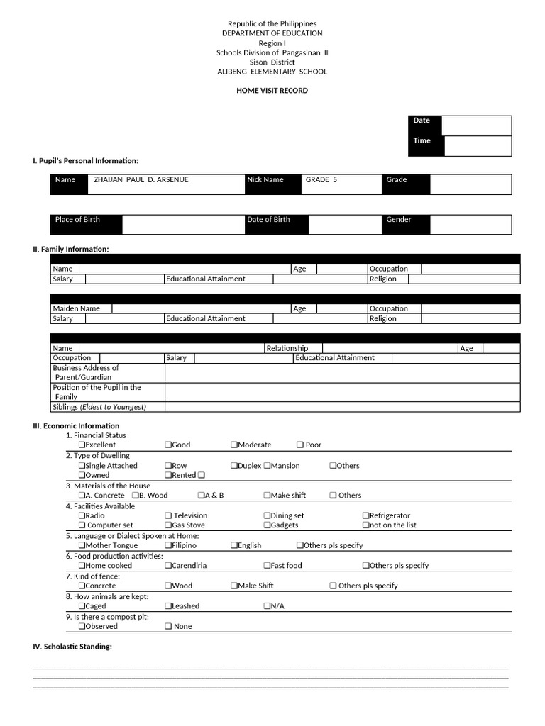 Home Visit Record | PDF