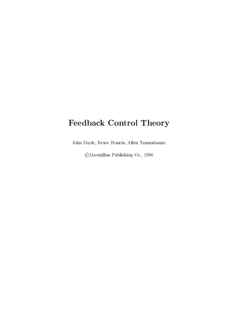 Feedback Control Theory | PDF