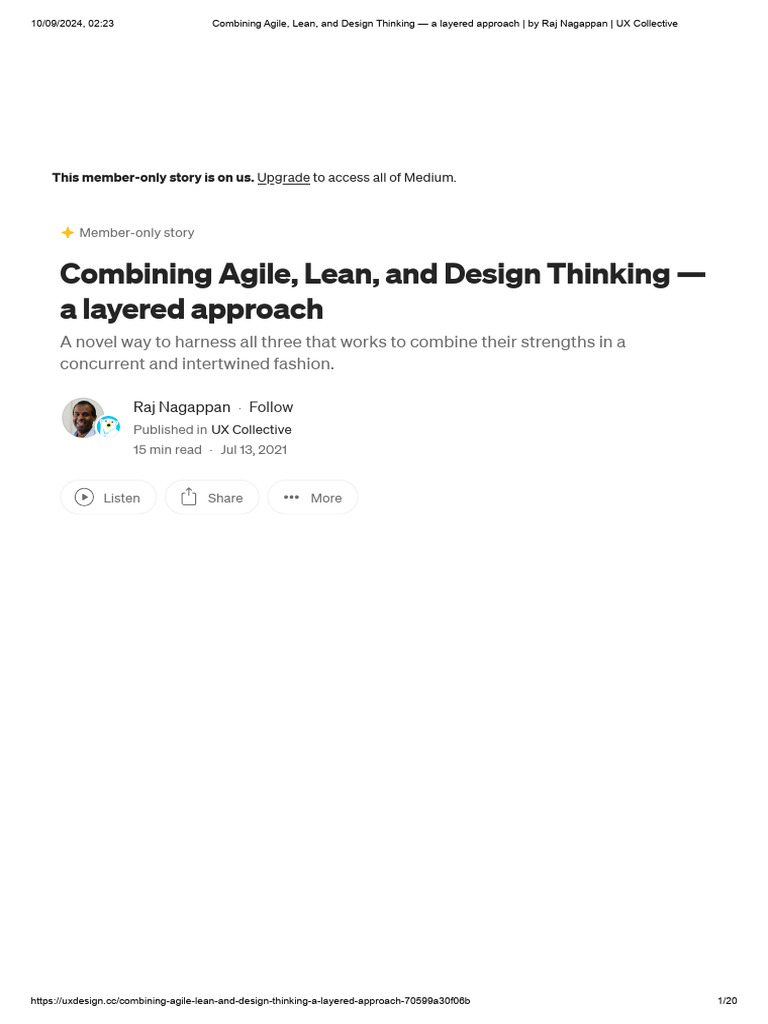 Combining Agile, Lean, and Design Thinking - A Layered Approach - by Raj Nagappan - UX ...