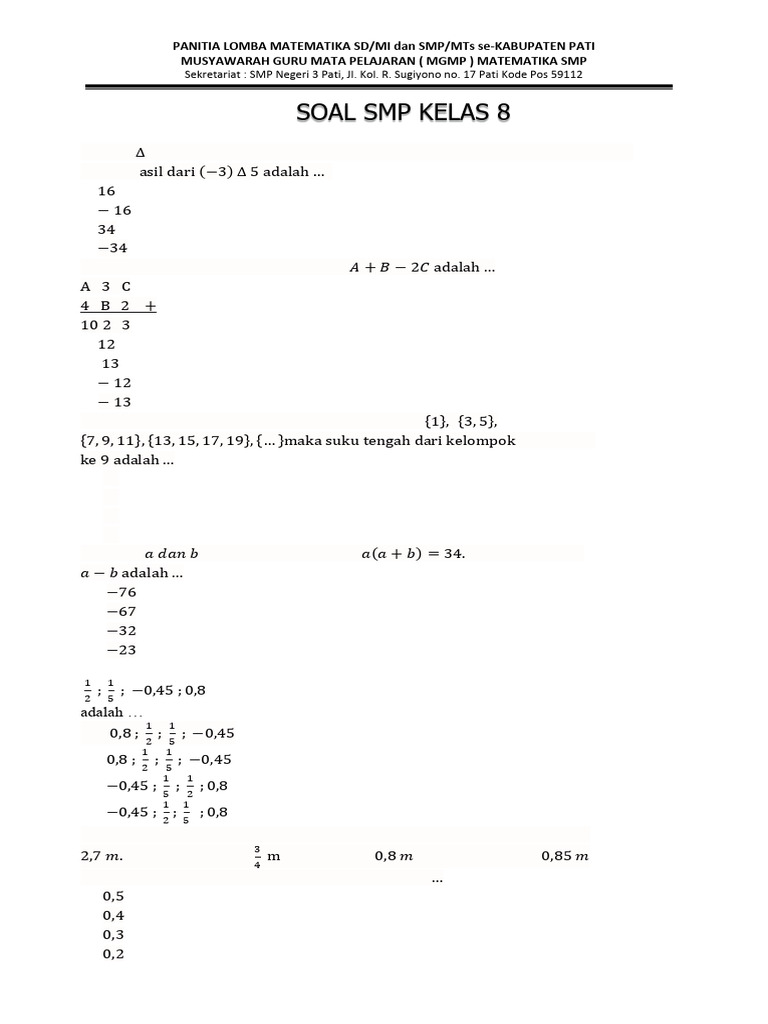 Soal Lomba Kelas 8 | PDF