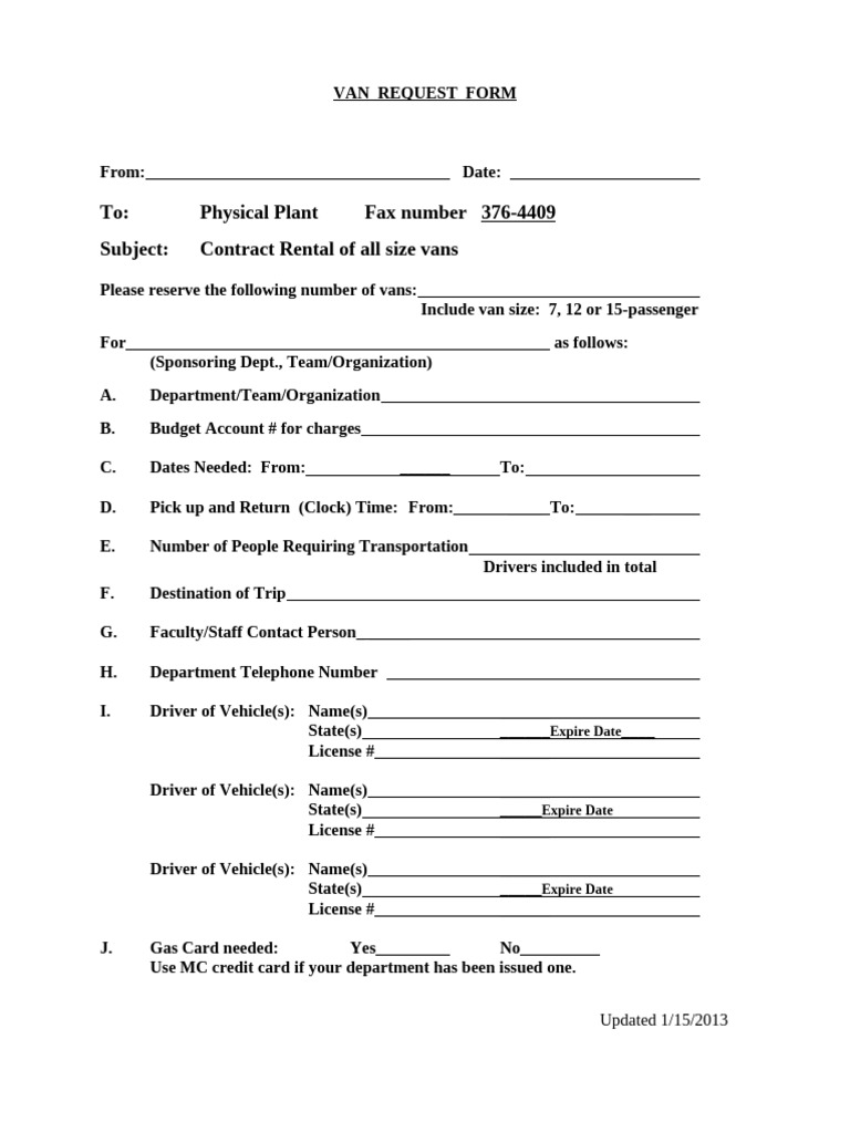 Vehicle Request Form 1.15.13 | PDF