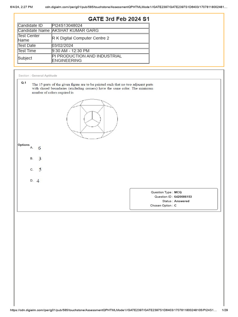 Gate 2024 Response Me | PDF
