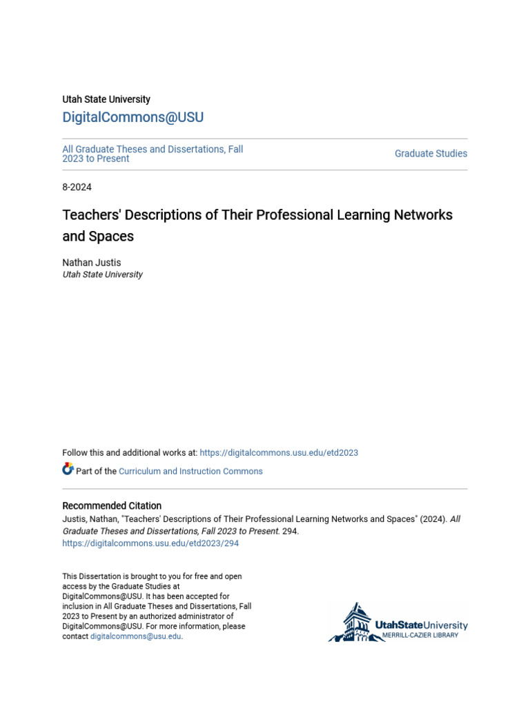 Teachers Descriptions of Their Professional Learning Networks An | PDF