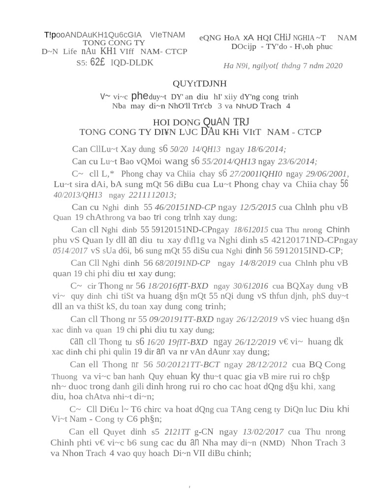 20200721 - 628.QĐ-ĐLDK - Phê duyệt Dự án ĐTXD công trình NMĐ NT3,4 | PDF