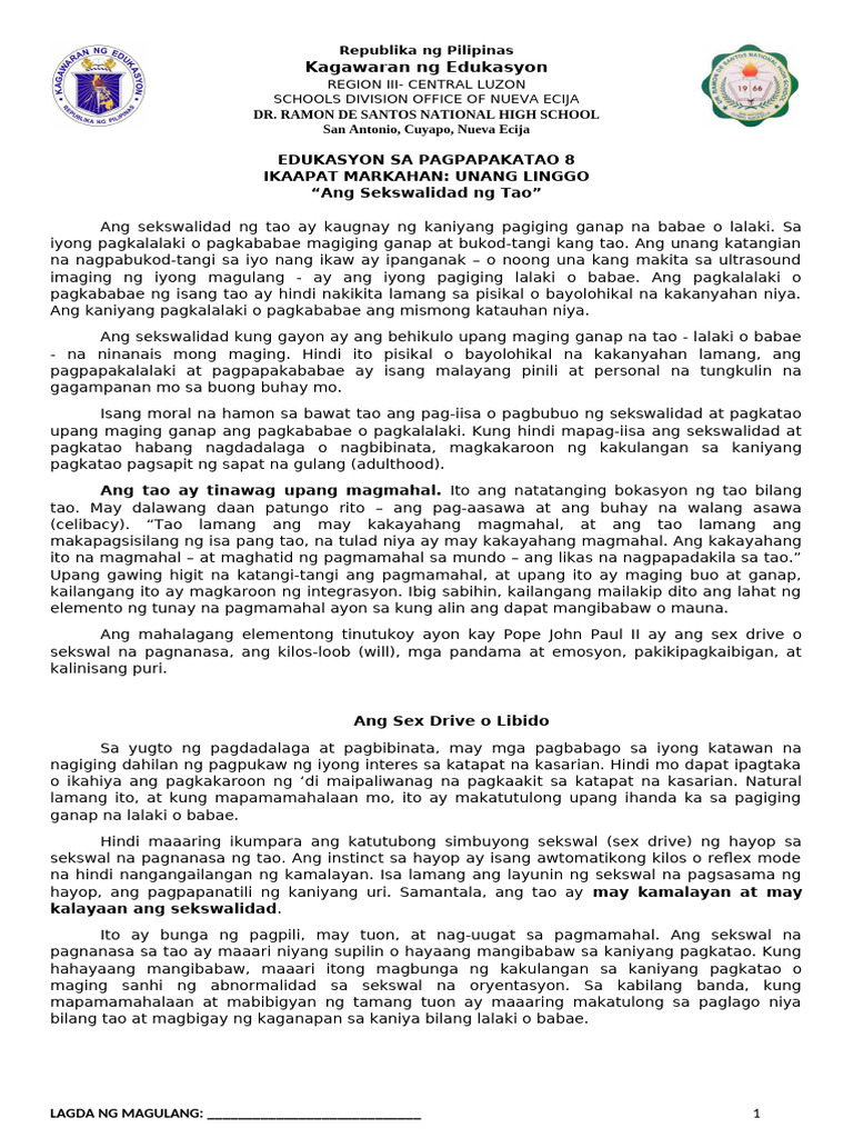 ESP8 - Q4 Week 1 | PDF