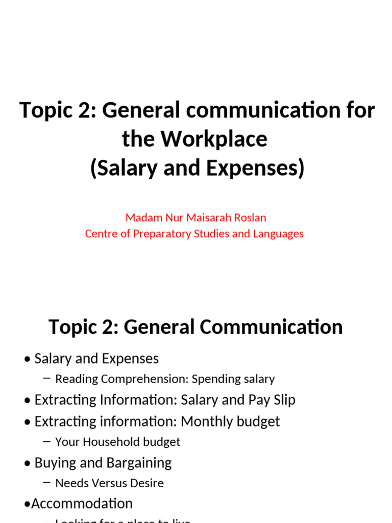 Topic 2 - Salary and Expenses | PDF