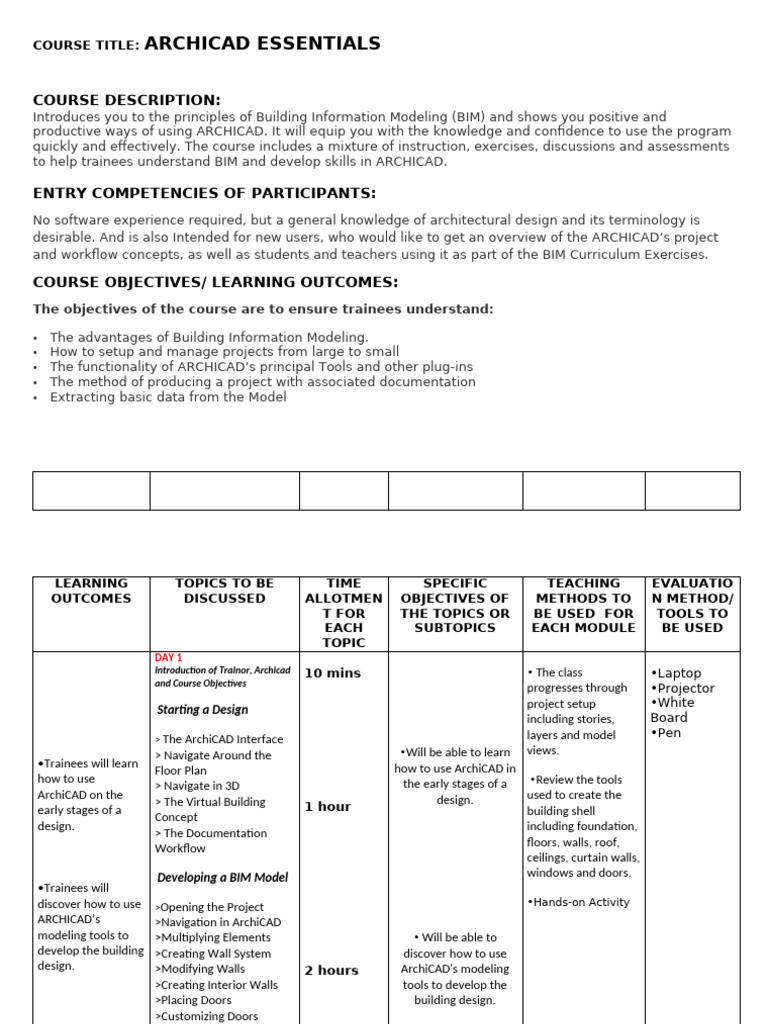 Course Title Archicad | PDF